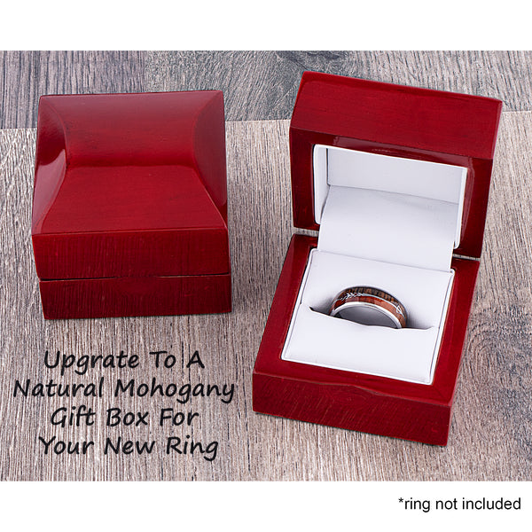 Natural Solid Red Mahogany Wood Ring Box - EBX002