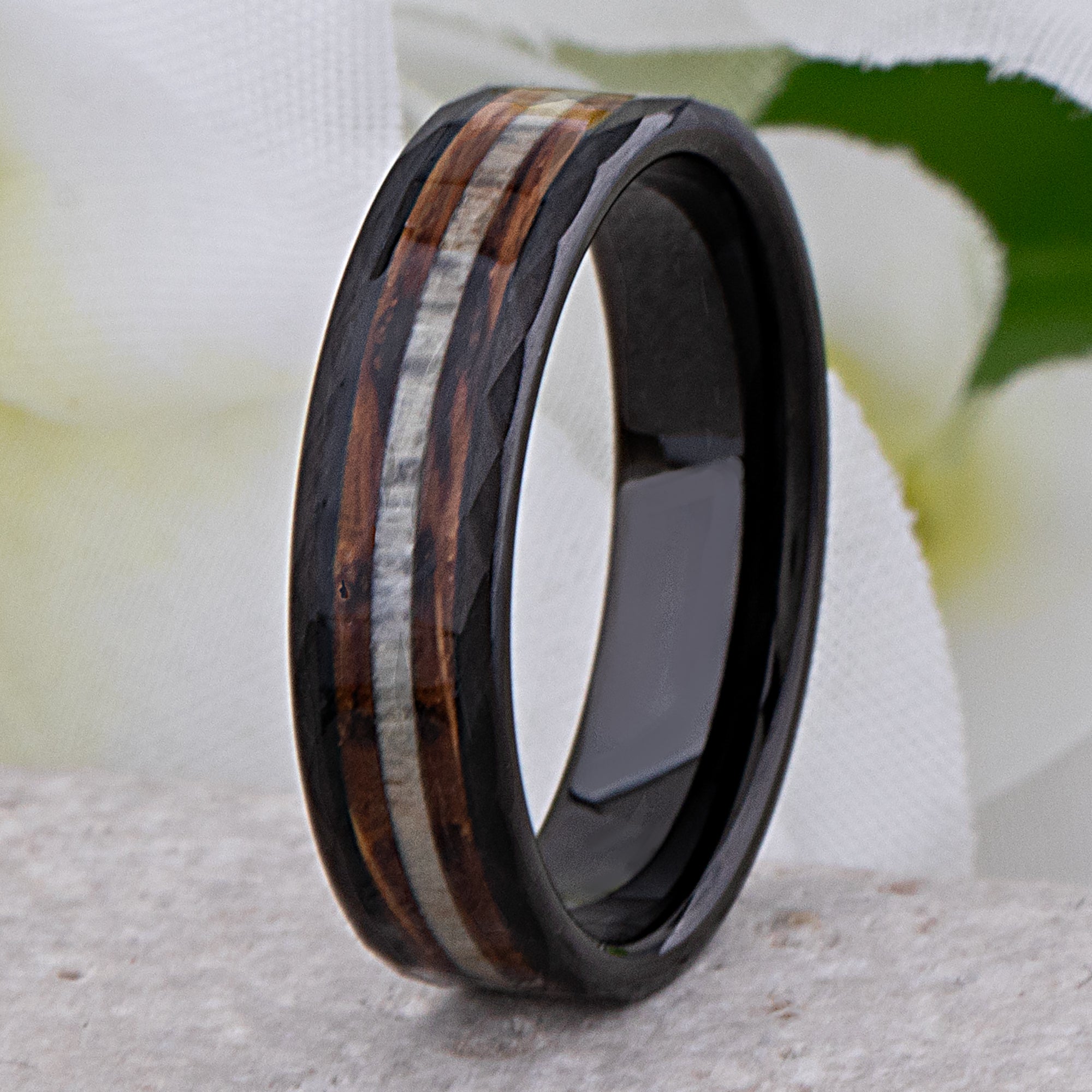 Tungsten Wedding Rings with Deer Antler By Steven G Designs